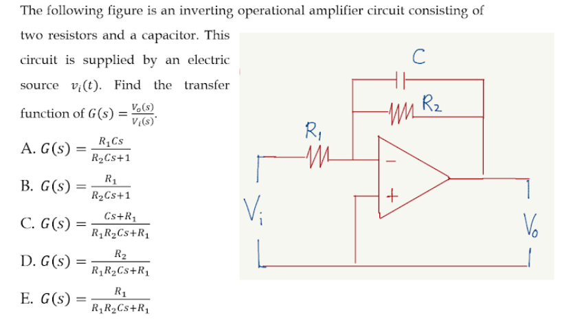 Solved The following figure is an inverting two resistors | Chegg.com