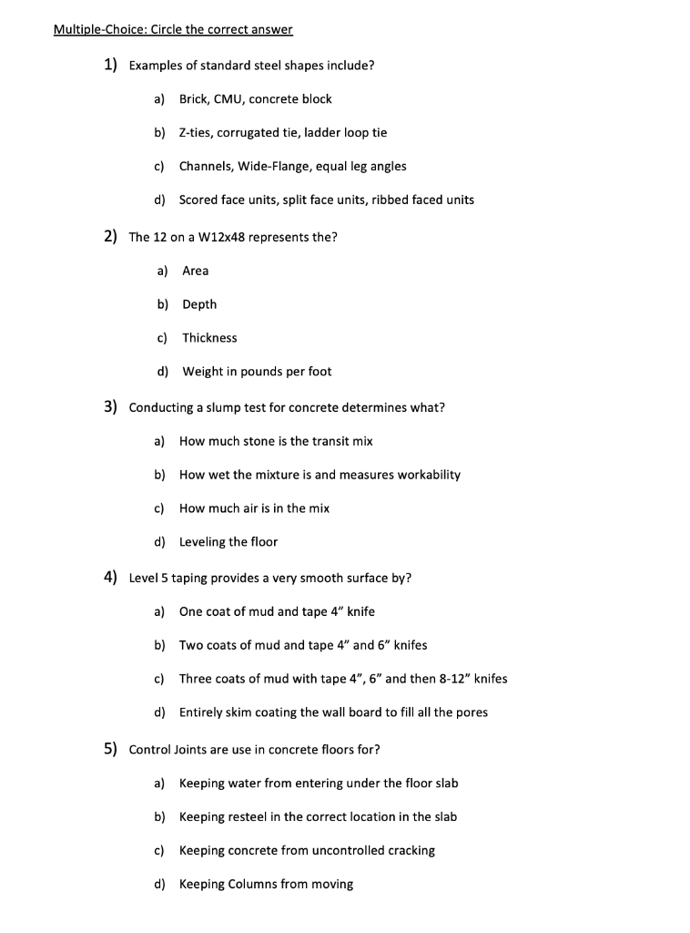 Solved Multiple-Choice: Circle the correct answer 1) | Chegg.com