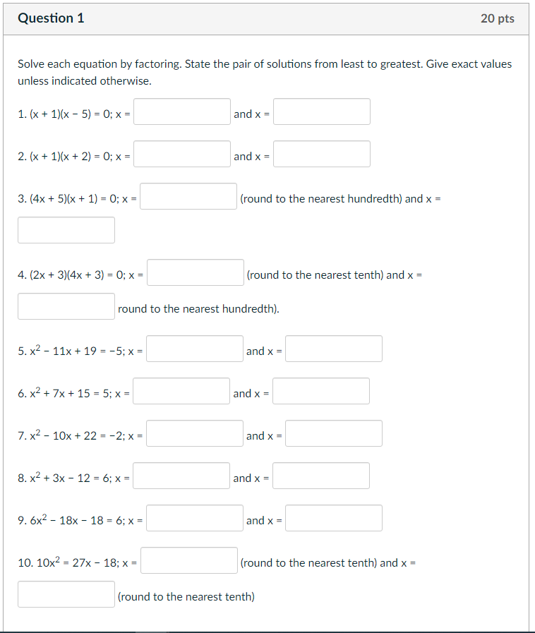 Solved Solve each equation by factoring. State the pair of | Chegg.com