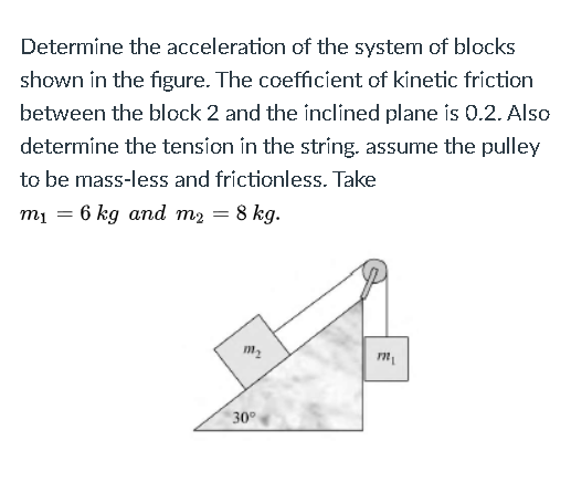 Solved Determine the acceleration of the system of blocks | Chegg.com