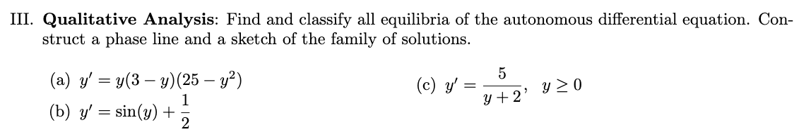 Solved III. Qualitative Analysis: Find and classify all | Chegg.com