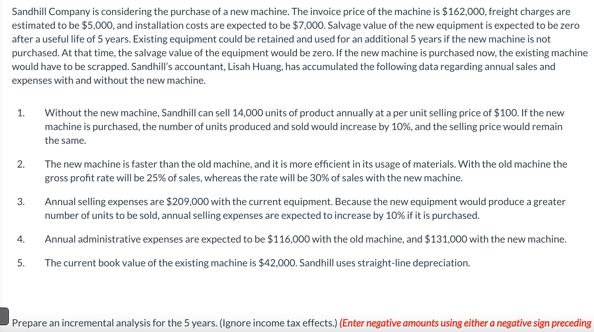 Solved Prepare an incremental analysis for the 5 ﻿years. | Chegg.com