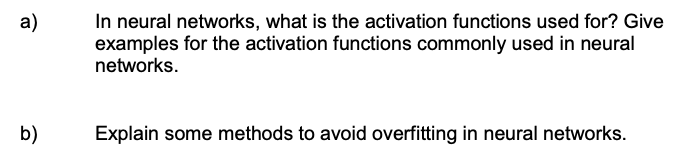 Solved In neural networks, what is the activation functions | Chegg.com