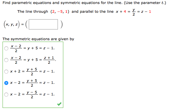 Solved Find parametric equations and symmetric equations for | Chegg.com
