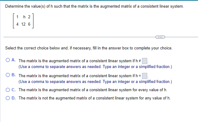 Solved Determine the value(s) ﻿of h ﻿such that the matrix is | Chegg.com