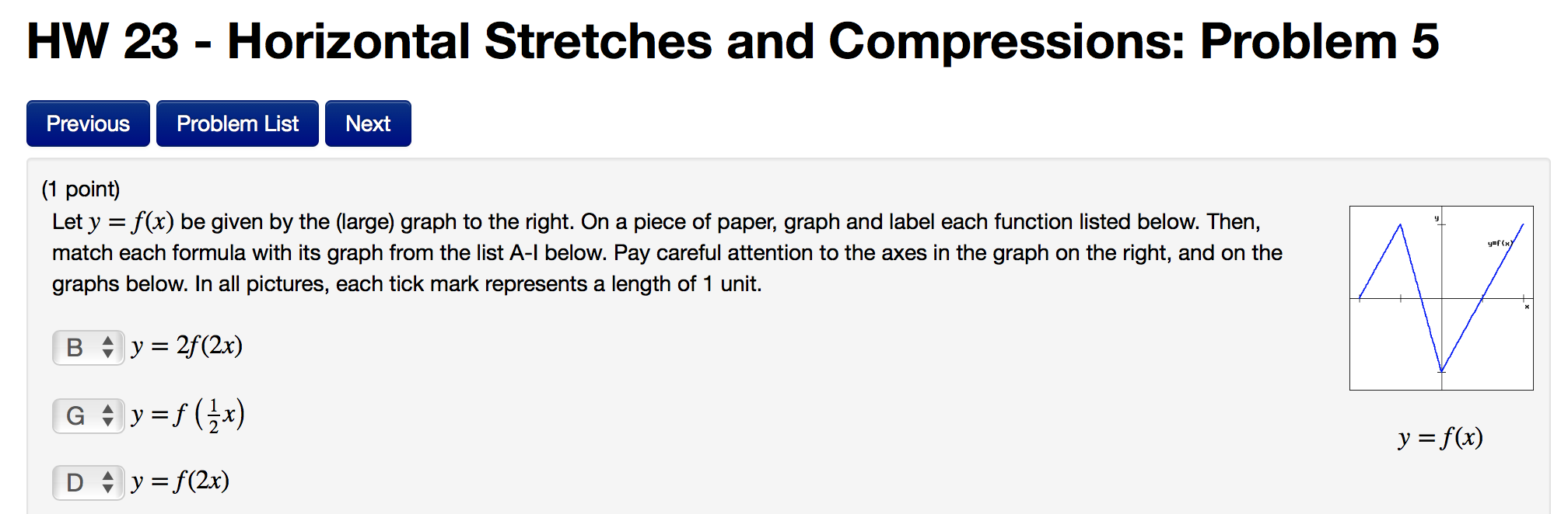 Solved HW 23 - Horizontal Stretches and Compressions: | Chegg.com