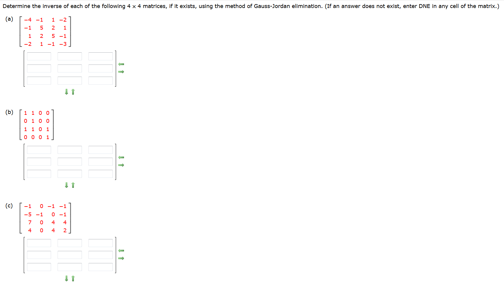 Solved Determine the inverse of each of the following 4 x 4 | Chegg.com