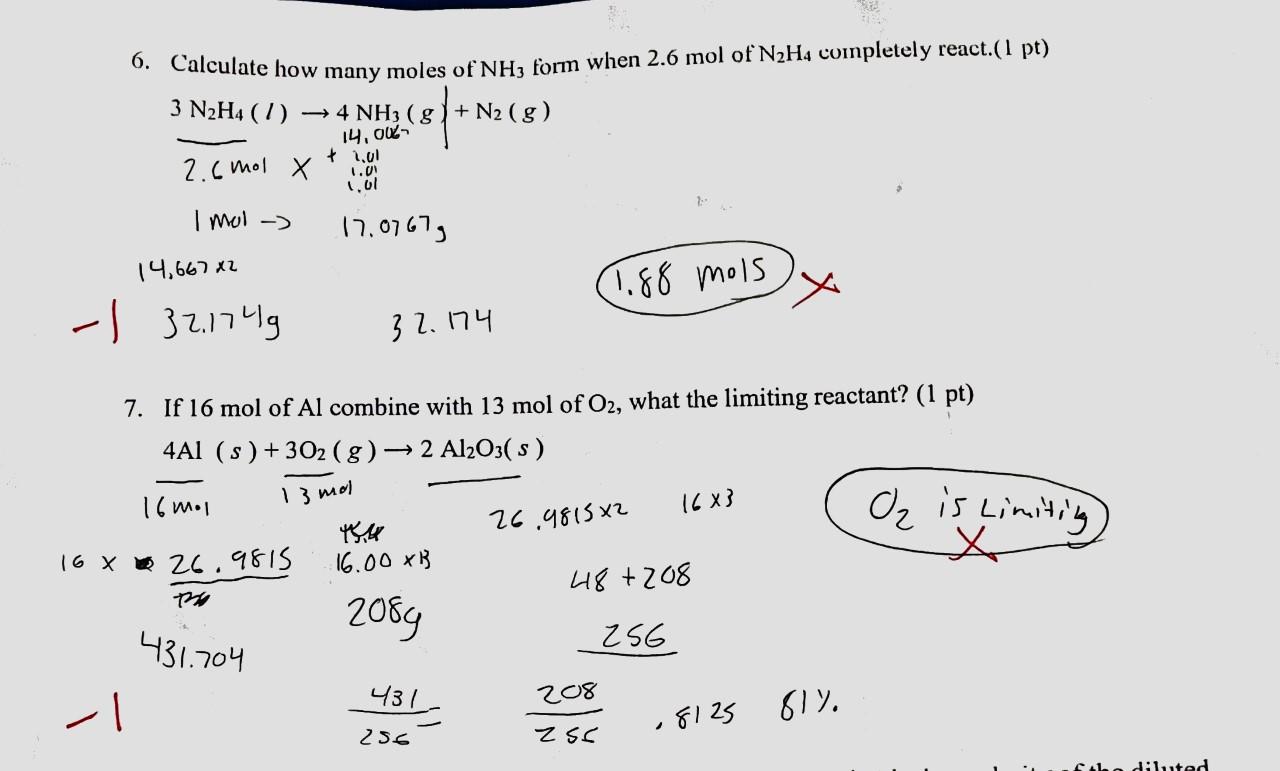 Solved 6. Calculate how many moles of NH3 form when 2.6 mol | Chegg.com