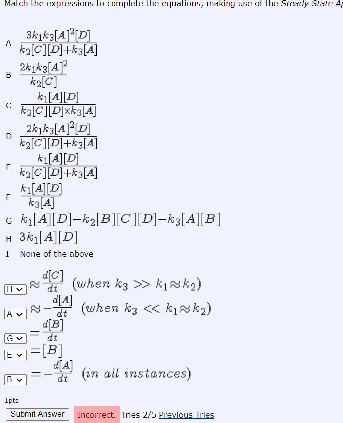 Solved Chemical Kinetics Steady State Approximation