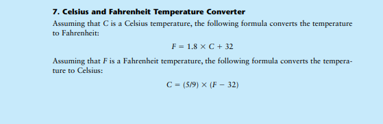 Solved 7. Celsius and Fahrenheit Temperature Converter | Chegg.com