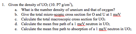 1. Given the density of UO2 (10. P7 g/cm), a. What is | Chegg.com