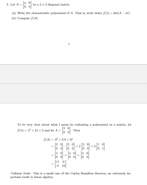 Solved 3. Let A= [8] be a 2 x 2 diagonal matrix (a) Write | Chegg.com