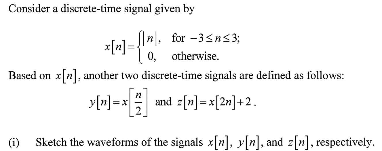 Solved Consider A Discrete Time Signal Given By X[n] {∣n∣ 0