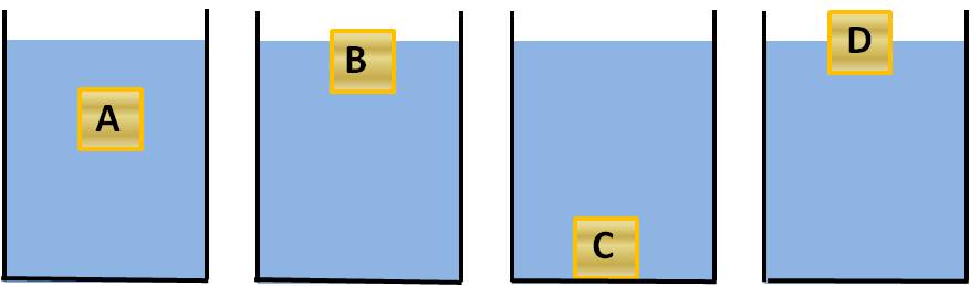 Solved Consider four blocks with identical volumes placed in | Chegg.com