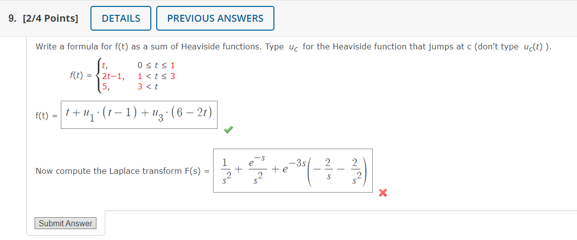 Write a formula for f(t) as a sum of Heaviside | Chegg.com