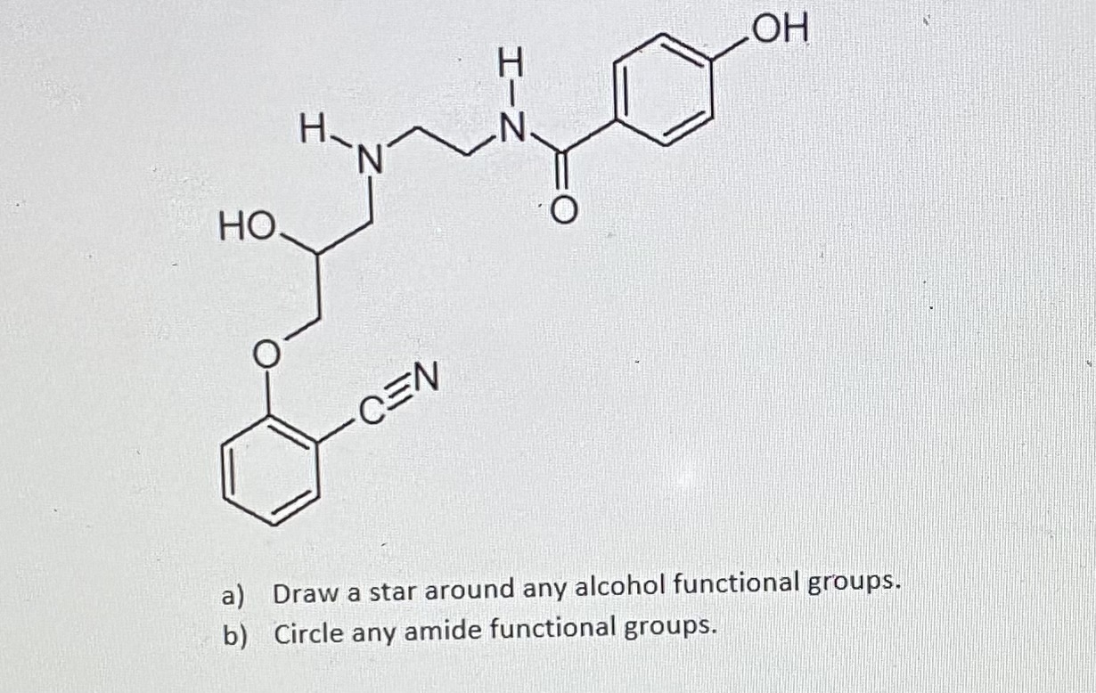 Solved a) Draw a star around any alcohol functional groups. | Chegg.com