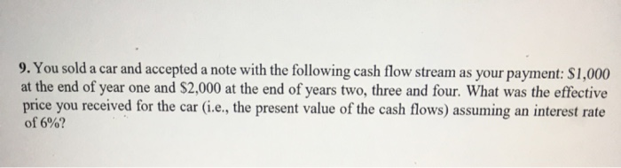 Solved 9. You sold a car and accepted a note with the | Chegg.com