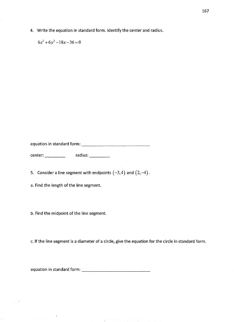 Solved 4. Write the equation in standard form. Identify the | Chegg.com