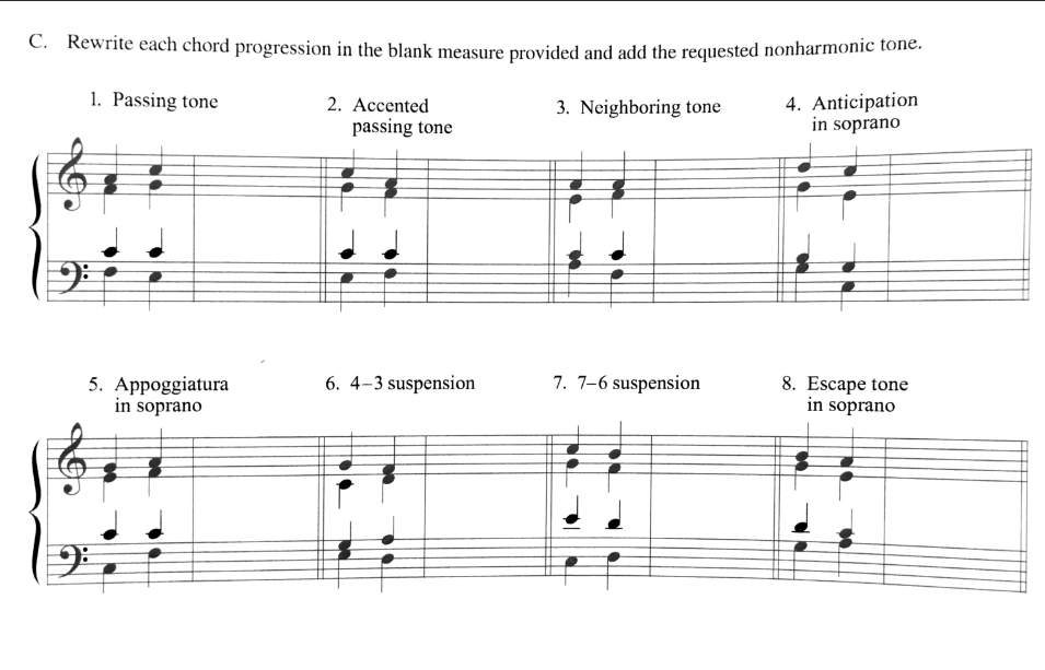 Assignment 5.2 Following are nonharmonic tones | Chegg.com