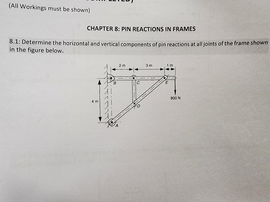 Solved CHAPTER 8: PIN REACTIONS IN FRAMES 8.1: Determine the | Chegg.com