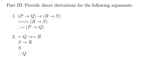 Solved Part III: Provide direct derivations for the | Chegg.com