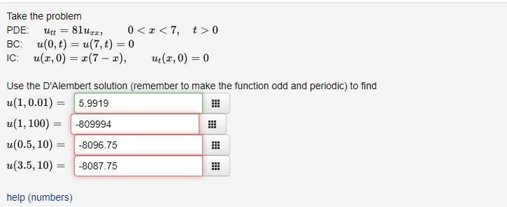 Solved Take the problem PDE: utt=81uxx,00 BC:u(0,t)=u(7,t)=0 | Chegg.com