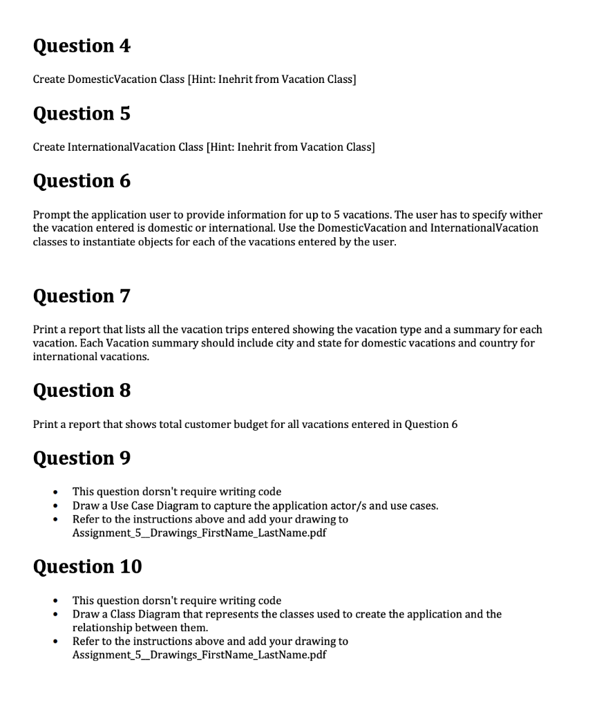 Solved Vacation Trips Management Application V1.0 Create a | Chegg.com