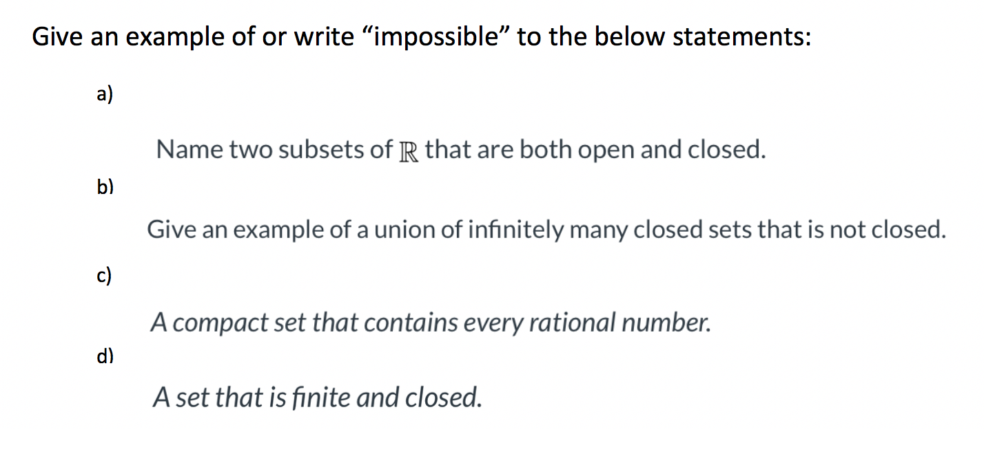 Solved Give an example of or write “impossible” to the below | Chegg.com