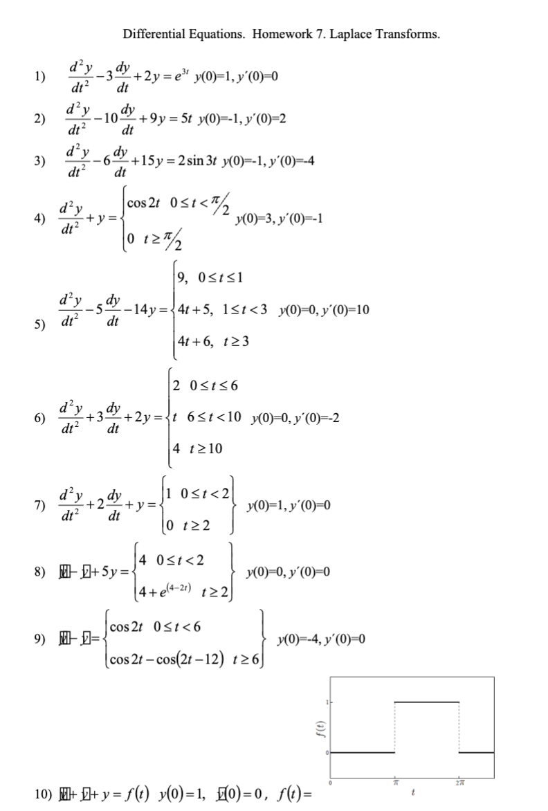 Solved Differential Equations. Homework 7. ﻿Laplace | Chegg.com