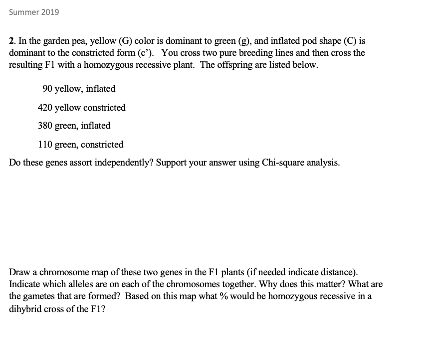 Solved 2. In the garden pea, yellow (G) color is dominant to | Chegg.com