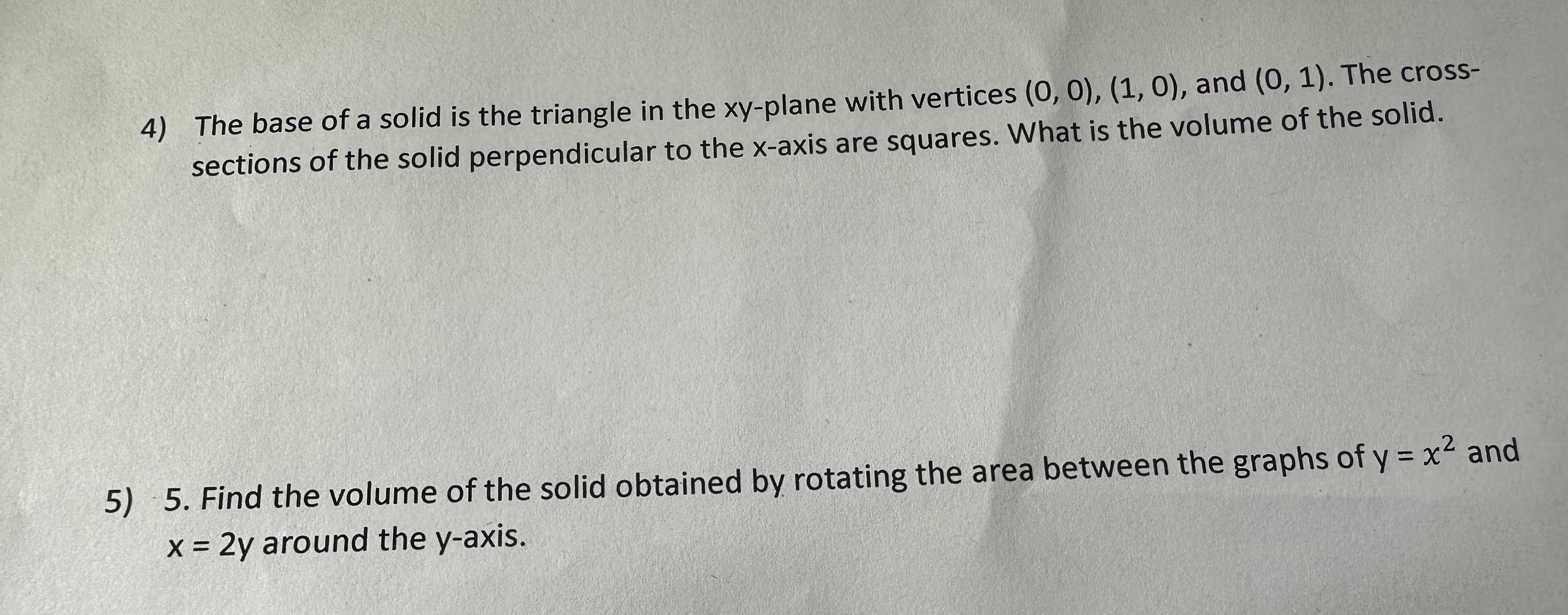 Solved 4) The base of a solid is the triangle in the | Chegg.com