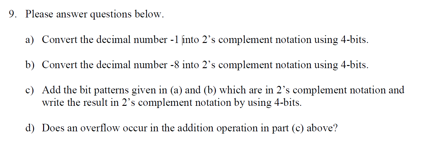 Solved 9. Please answer questions below. a) Convert the | Chegg.com