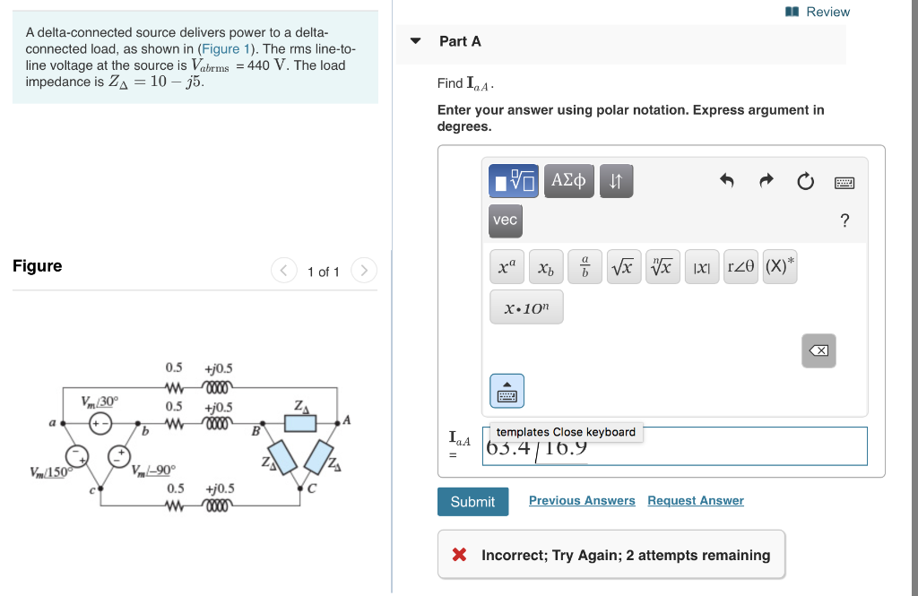 Solved Review Part A A delta-connected source delivers power | Chegg.com