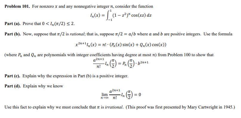 Solved Problem 101. ﻿For nonzero x ﻿and any nonnegative | Chegg.com