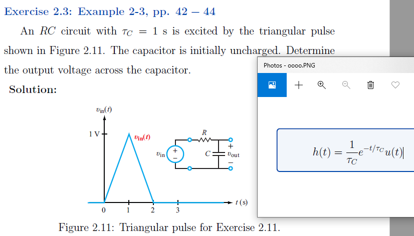Solved Exercise 2.3: Example 2-3, pp. 42 – 44 An RC circuit | Chegg.com