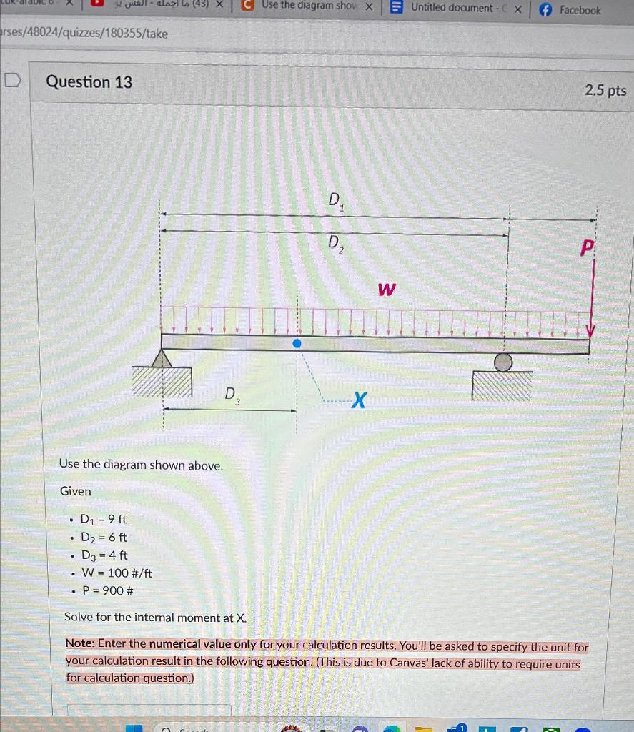 Use the diagram shown above. Given - D1=9ft - D2=6ft | Chegg.com
