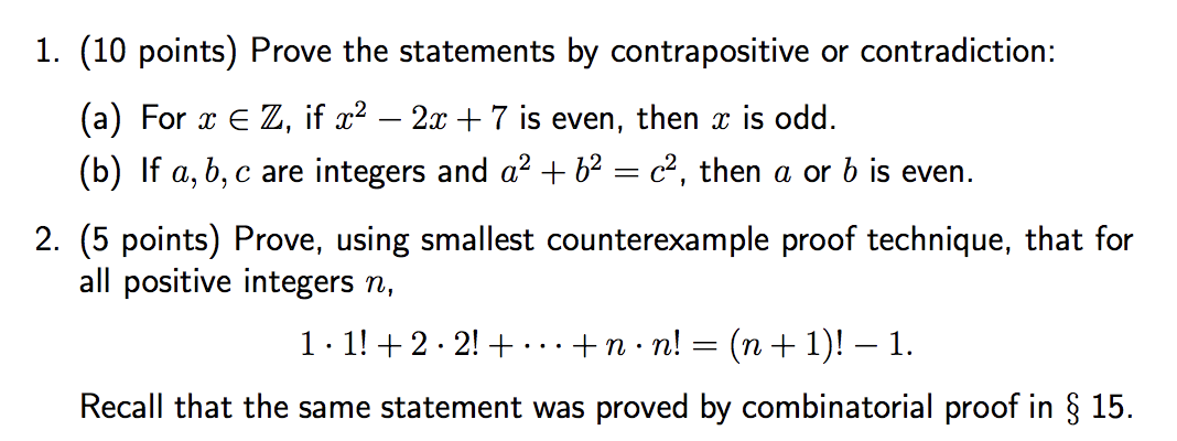 Solved 1. (10 points) Prove the statements by contrapositive | Chegg.com