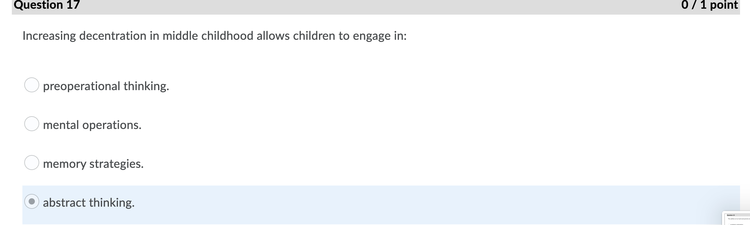 Solved Question 17 0 / 1 point Increasing decentration in | Chegg.com