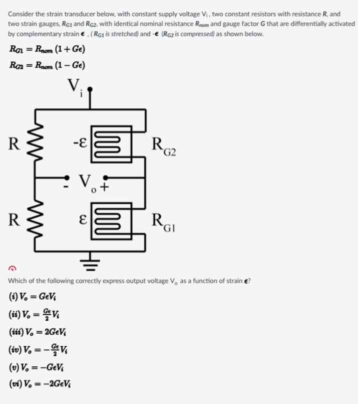 Solved consider the strain transducer below, with constant | Chegg.com