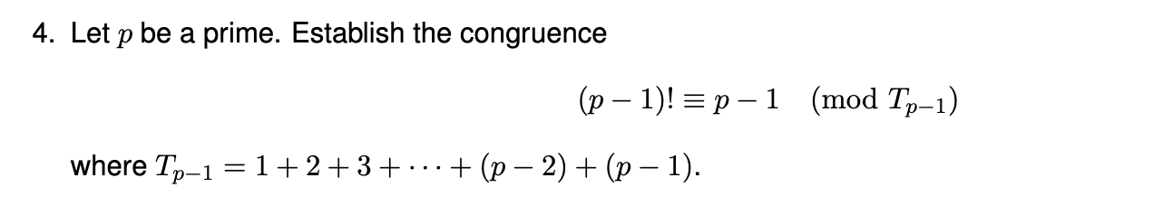 Solved 4. Let p be a prime. Establish the congruence | Chegg.com