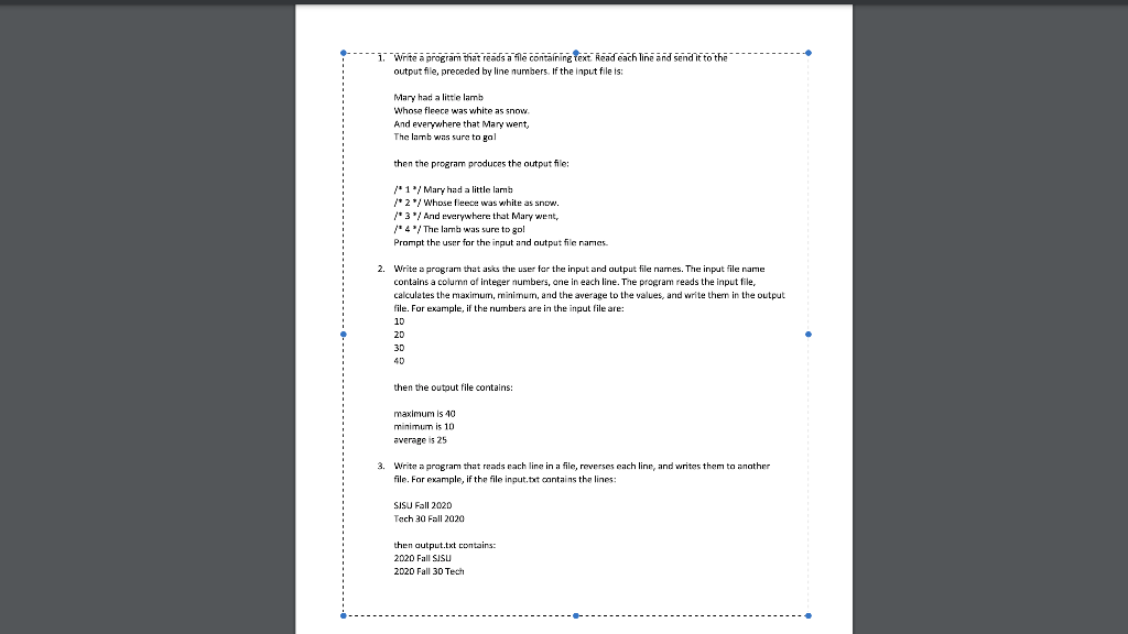 Solved 1. Write a program that reads a file containing text. | Chegg.com
