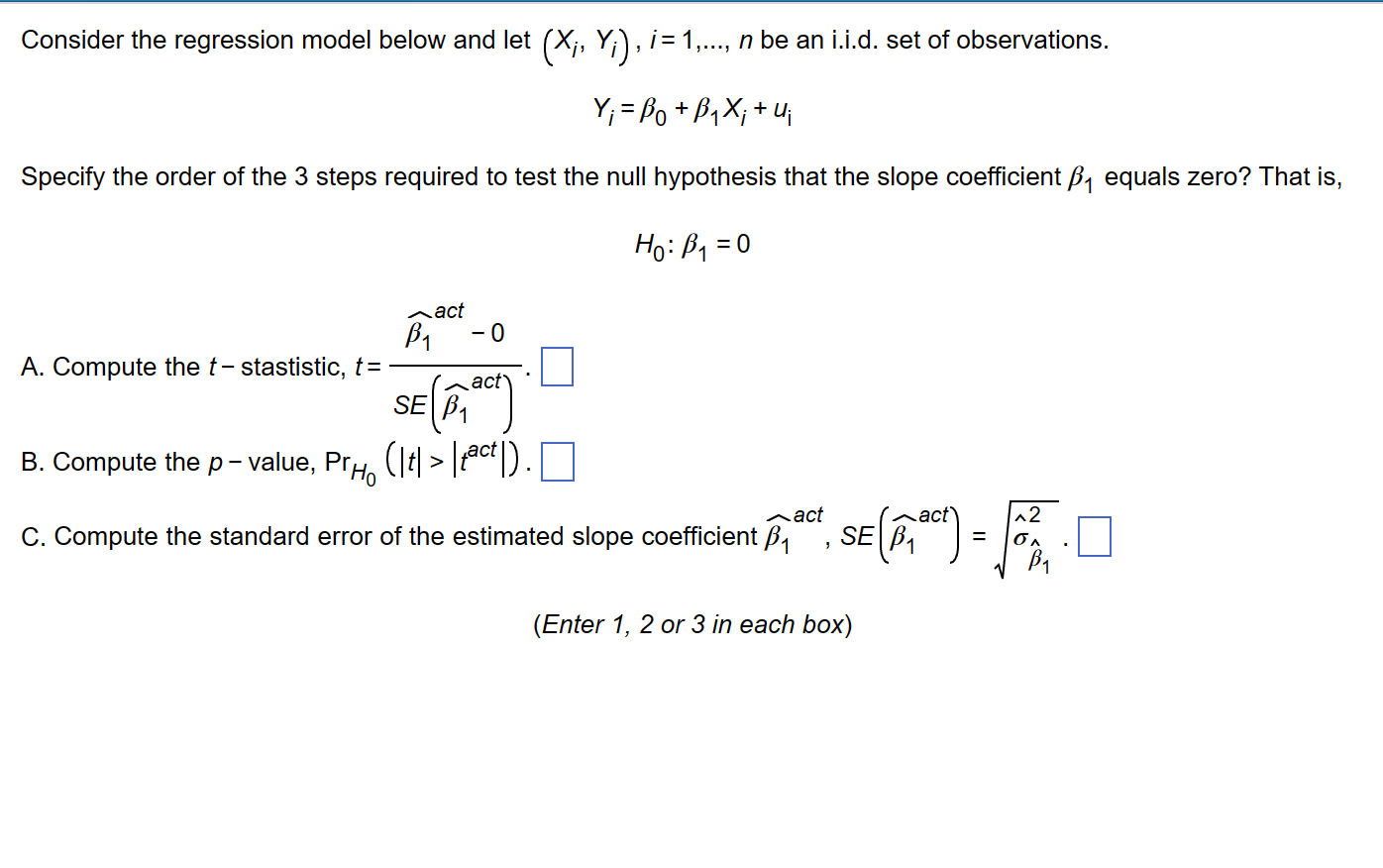 Solved Consider the regression model below and let | Chegg.com