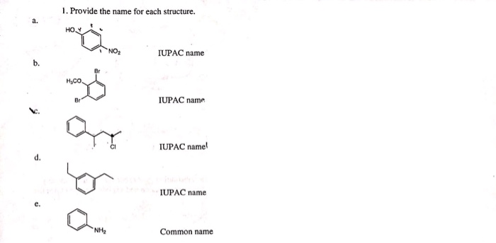Solved 1. Provide the name for each structure. a. NO2 IUPAC | Chegg.com