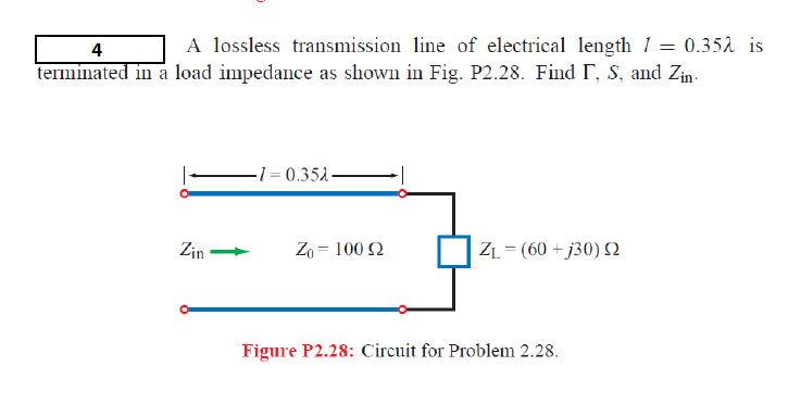 Solved A lossless transmission line of electrical length | Chegg.com