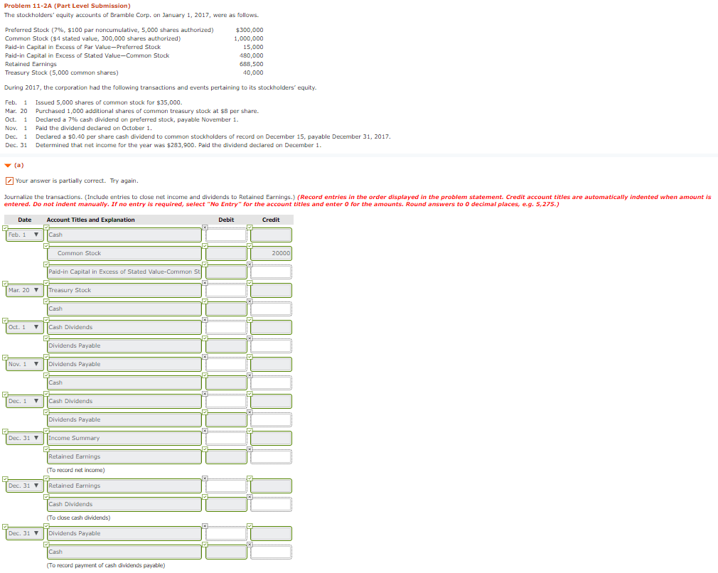Solved Problem 11-2A (Part Level Submission) The | Chegg.com