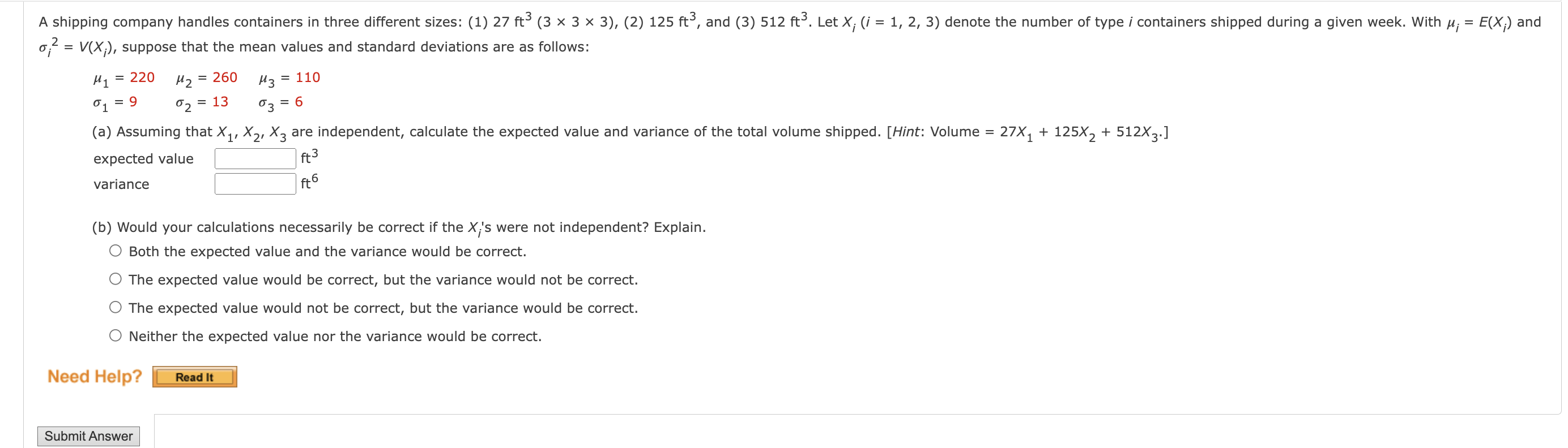 Solved = = A shipping company handles containers in three | Chegg.com