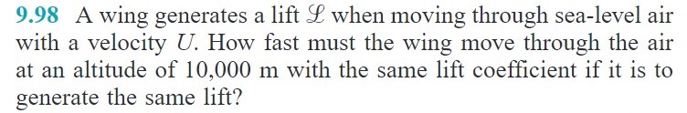 Solved 9.98 A wing generates a lift L when moving through | Chegg.com