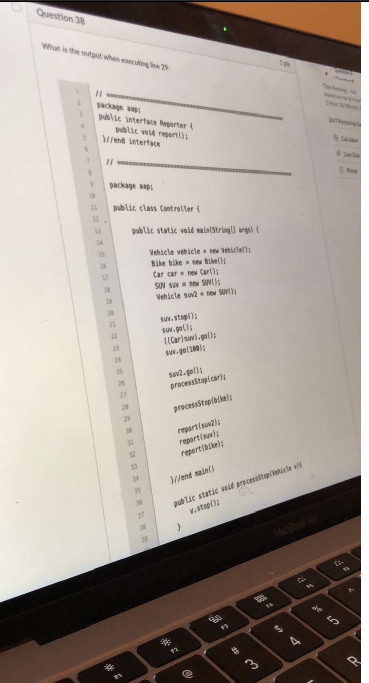 Solved public static void processStop Vehicle vil V.stop(); | Chegg.com