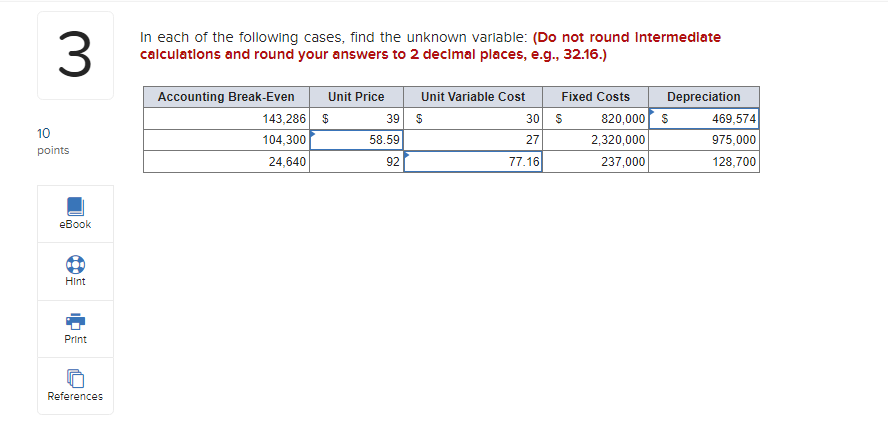 Solved In each of the following cases, find the unknown | Chegg.com