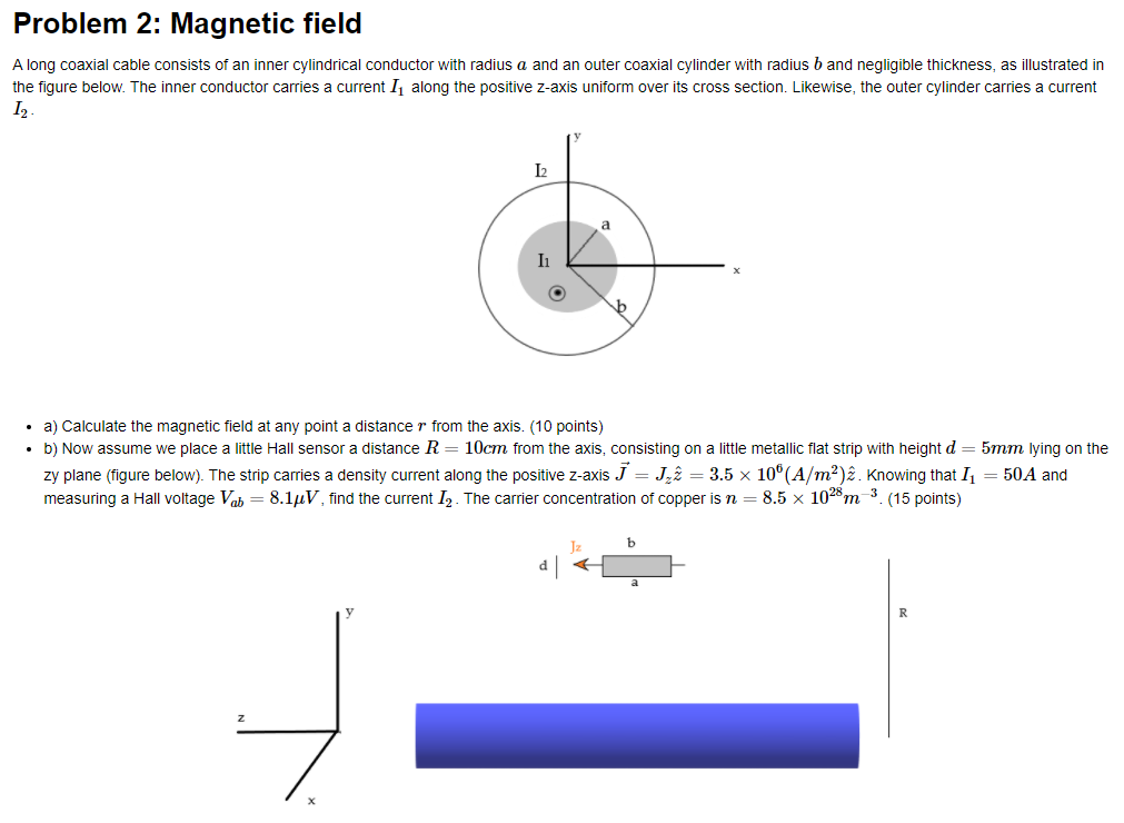 Solved A long coaxial cable consists of an inner cylindrical | Chegg.com